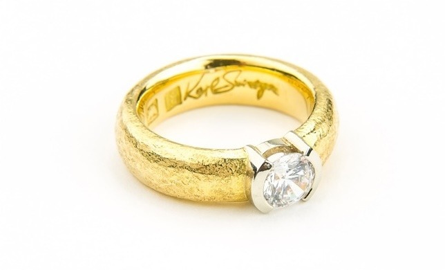 Half-Bezel Set Solitaire Engagement Ring | Stittgen Fine Jewelry